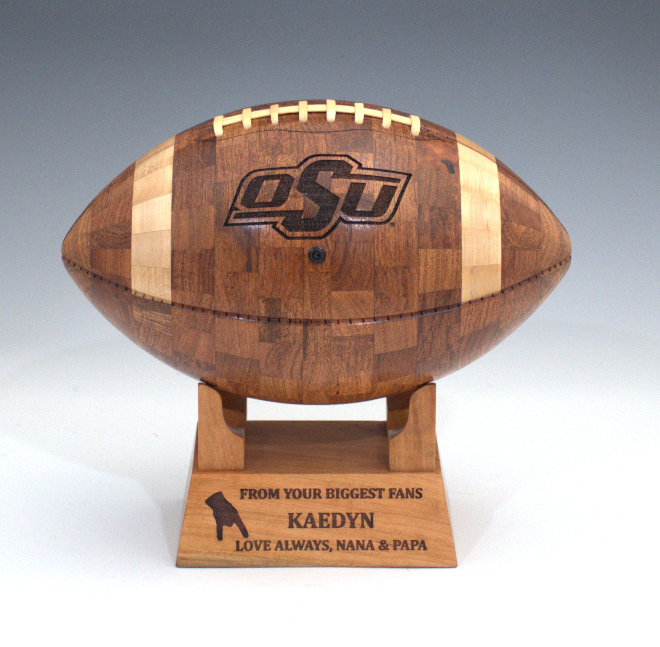 Oklahoma State University Handcrafted Wooden Football – Custom Sports ...
